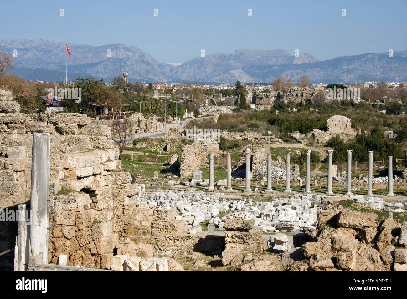 The Theatre of the ancient Roman settlement in the city of Side Stock ...