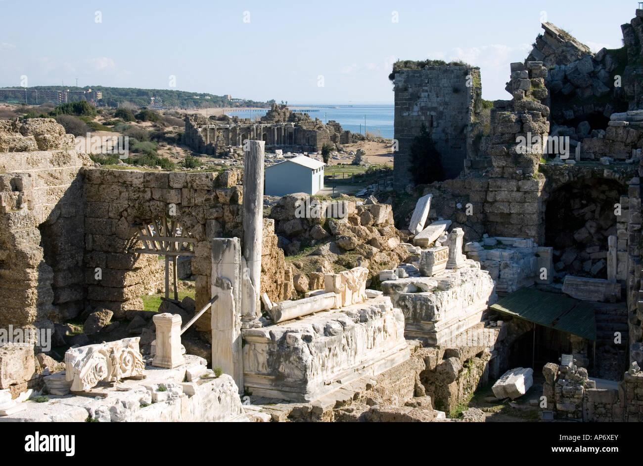 The Theatre of the ancient Roman settlement in the city of Side Stock ...