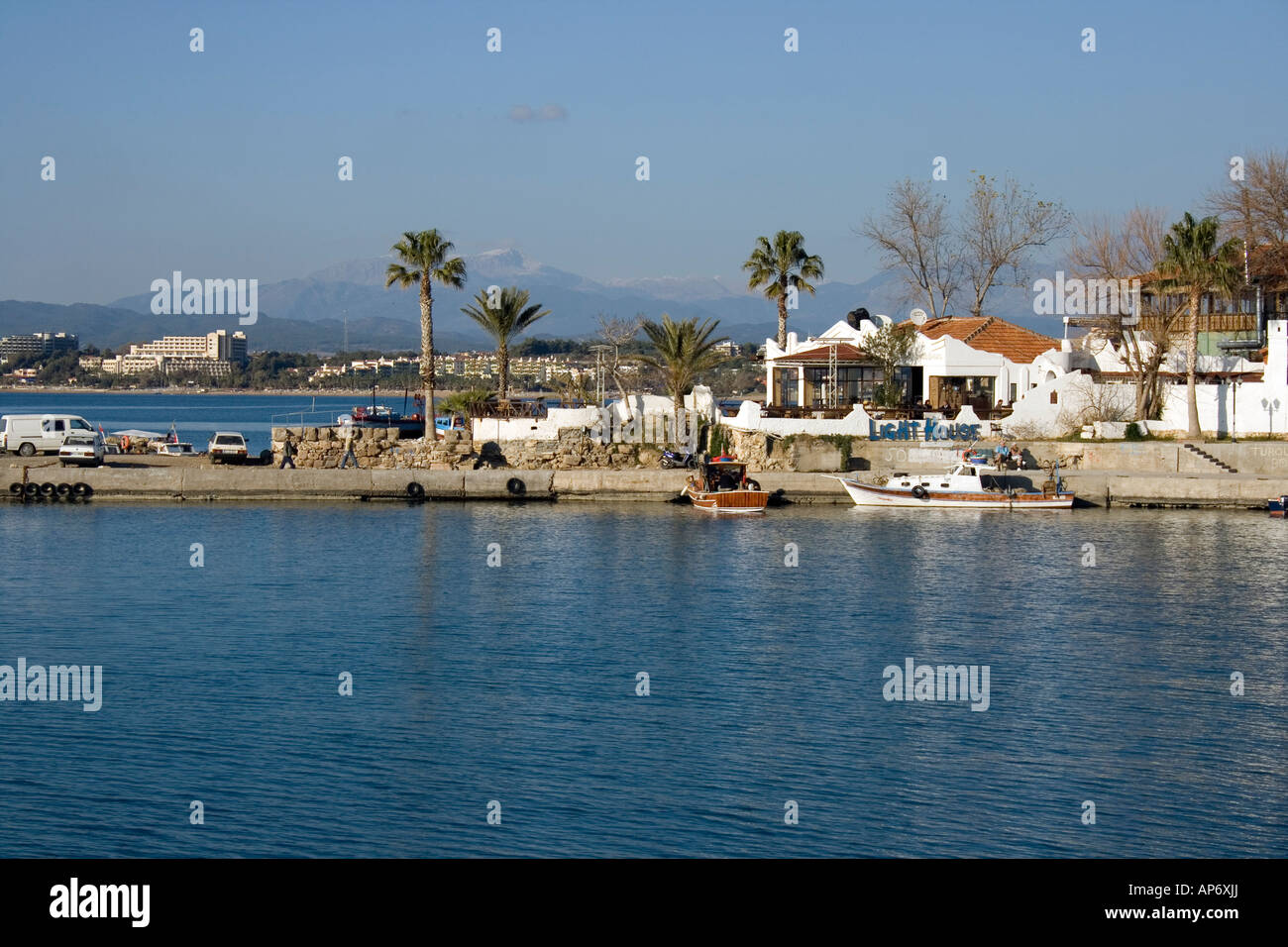 The harbour of Side Stock Photo - Alamy