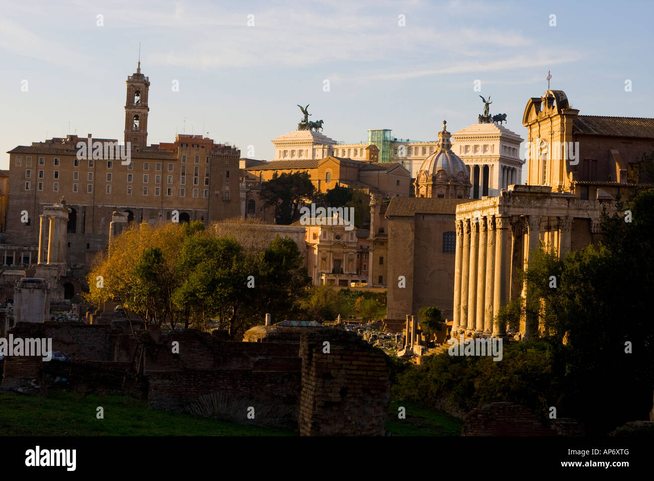 The Roman Forum, Rome, Italy, at sunset with blue sky Stock Photo - Alamy