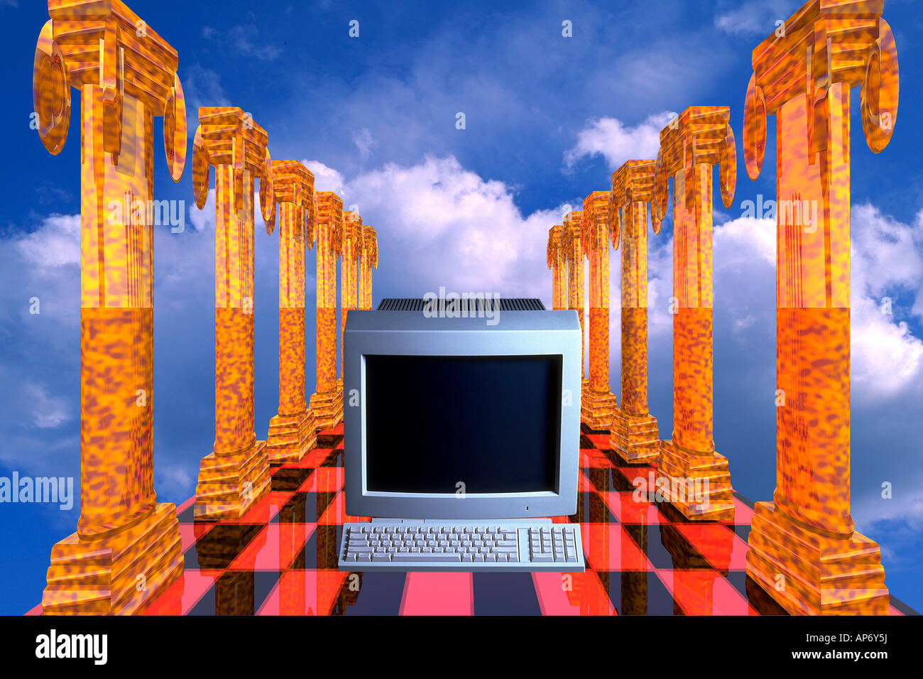 Computer 3D Columns, digital composite Stock Photo - Alamy