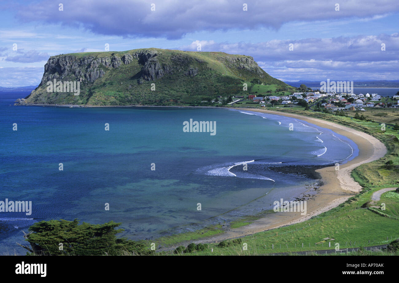 Mountain called The Nut and a beautiful beach in Stanley Tasmania Stock ...