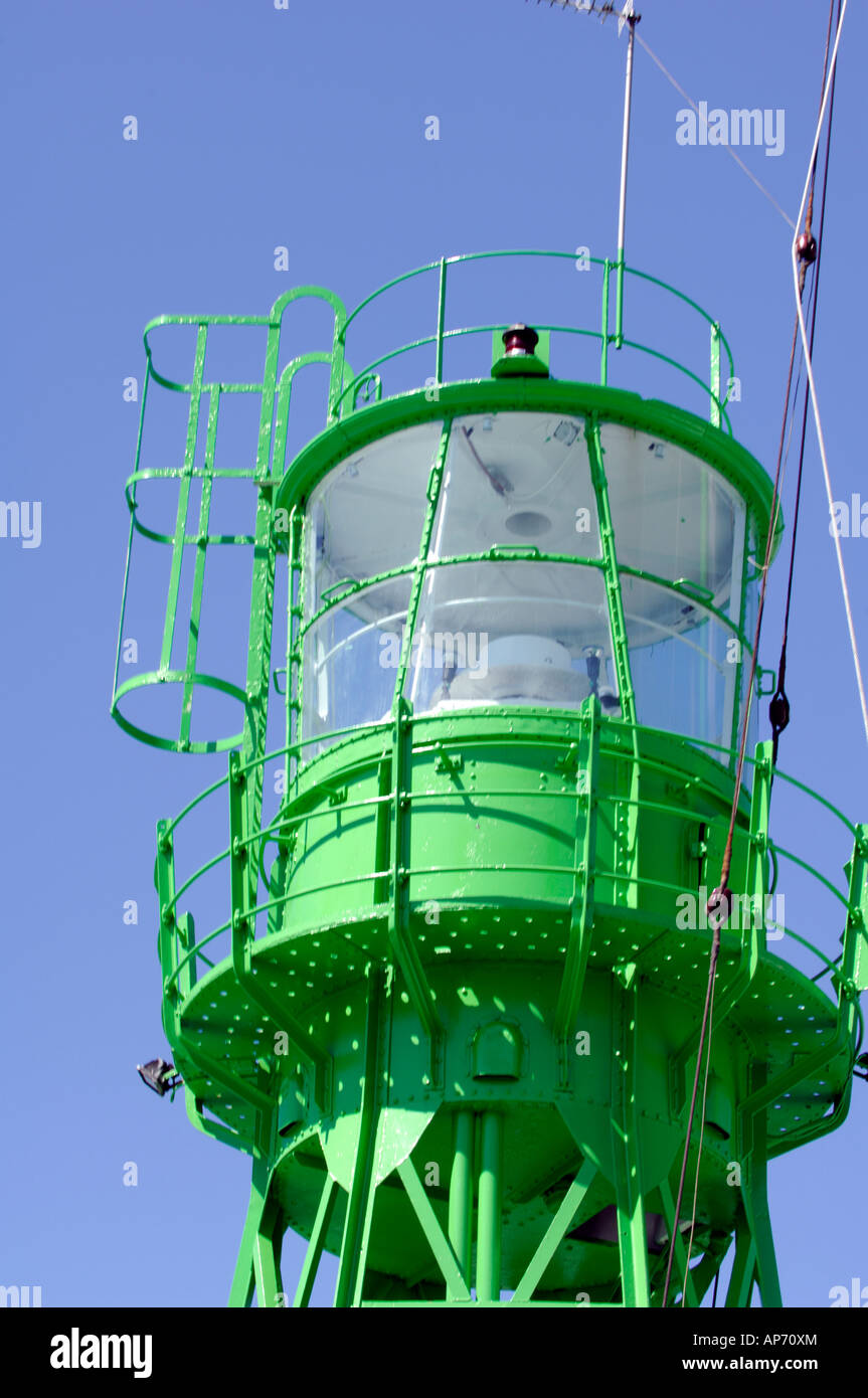 A green retro old style fashioned lighthouse beacon Stock Photo - Alamy