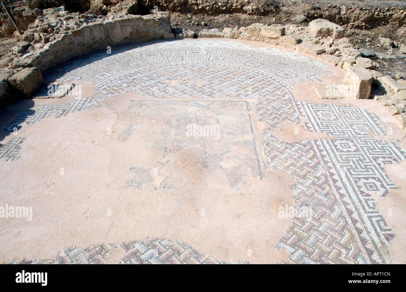 Roman mosaic in Villa of Theseus at ancient site of Nea Pafos on the ...