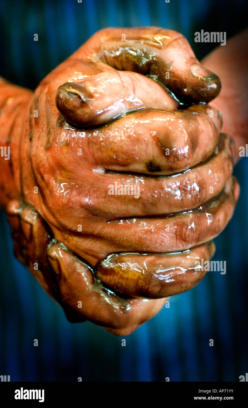 Hands covered with oil hi-res stock photography and images - Alamy