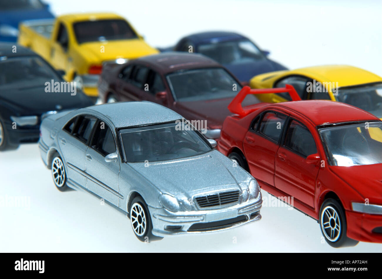 toy cars simulating traffic jam Stock Photo - Alamy