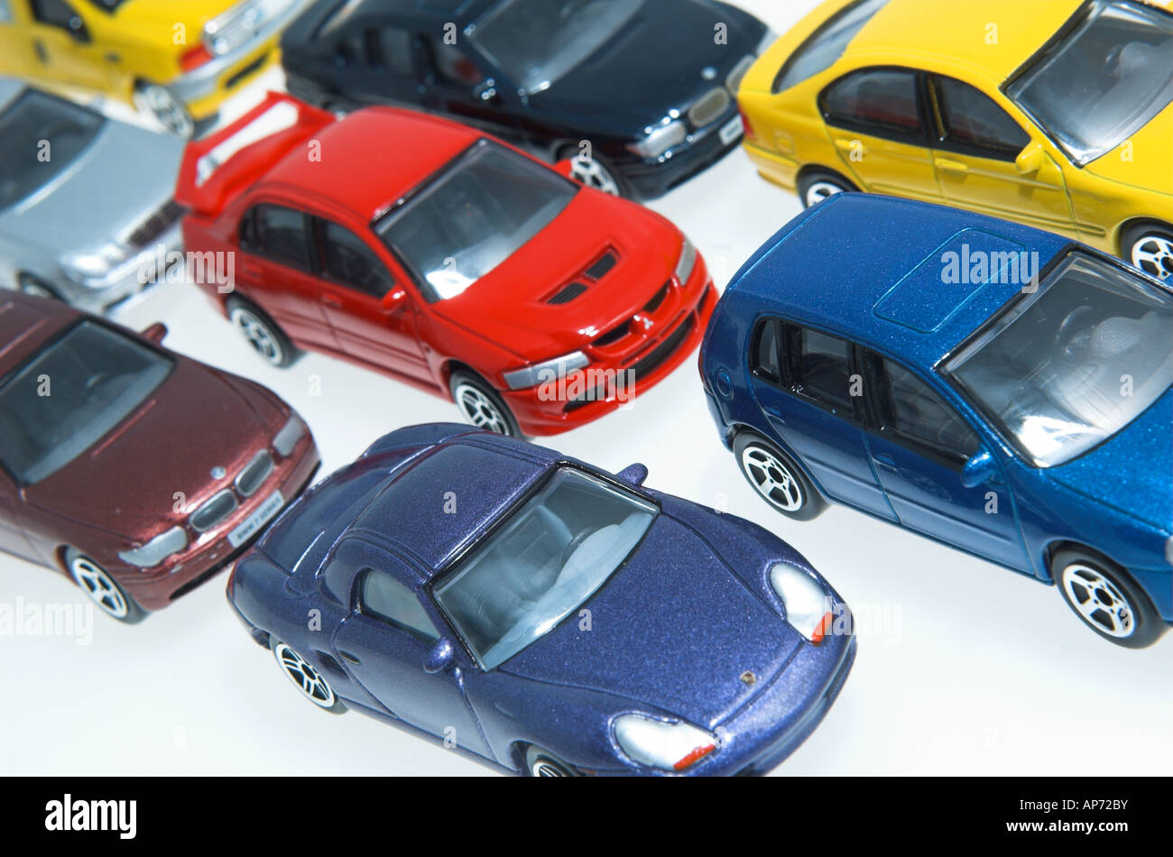 toy cars simulating traffic jam Stock Photo - Alamy