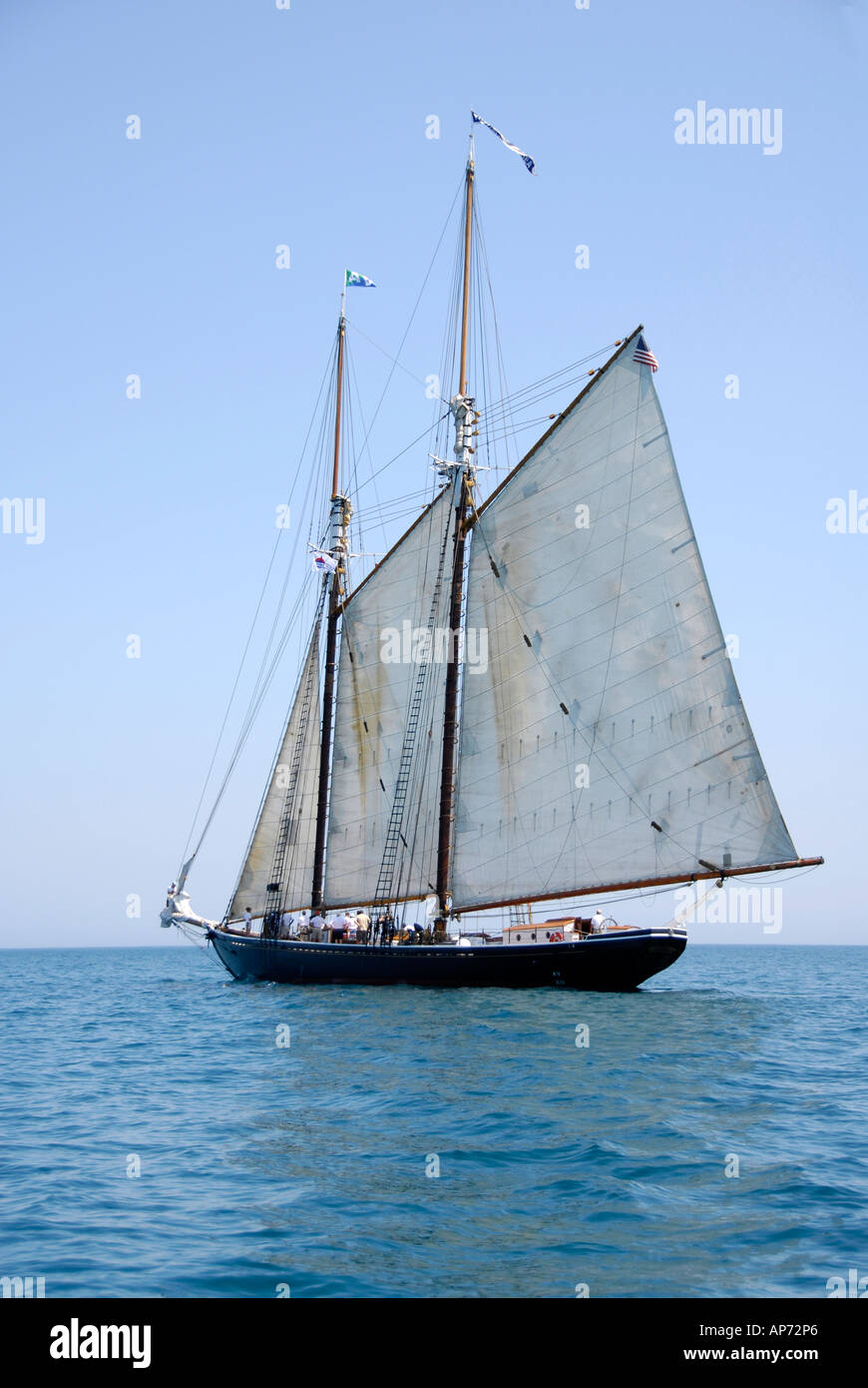 The Tall Ship Highlander sails on Lake Huron at Port Huron Michigan ...