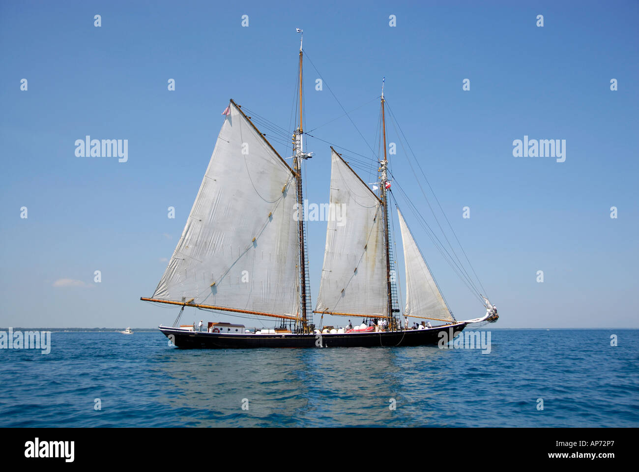The Tall Ship Highlander sails on Lake Huron at Port Huron Michigan ...