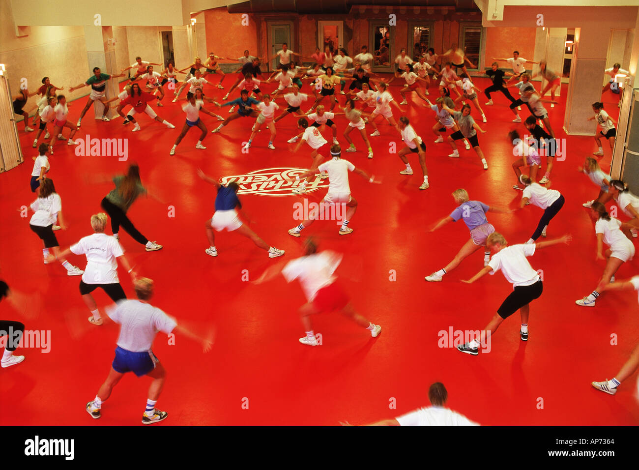 Group aerobic gym class exercising in Stockholm Sweden Stock Photo - Alamy