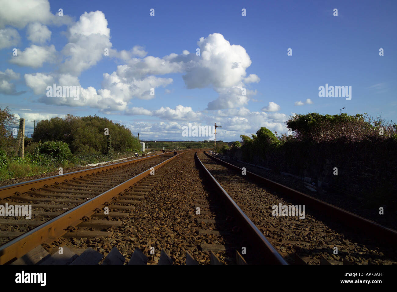 Railway Tracks at Valley Level Crossing Stock Photo - Alamy