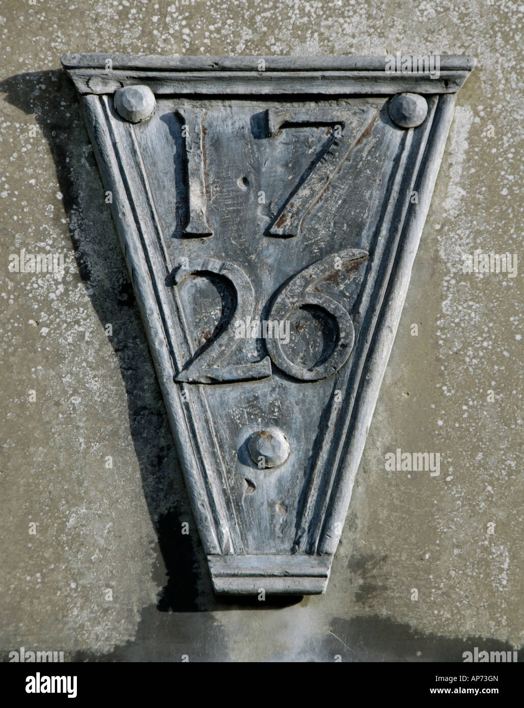 Lead plaque with date of original building, 1726. Church of Saint Peter ...
