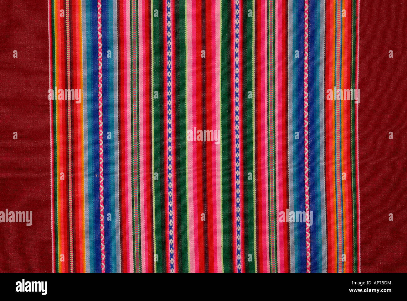 Detail of colourful warp striped Andean textile from Peru Stock Photo ...