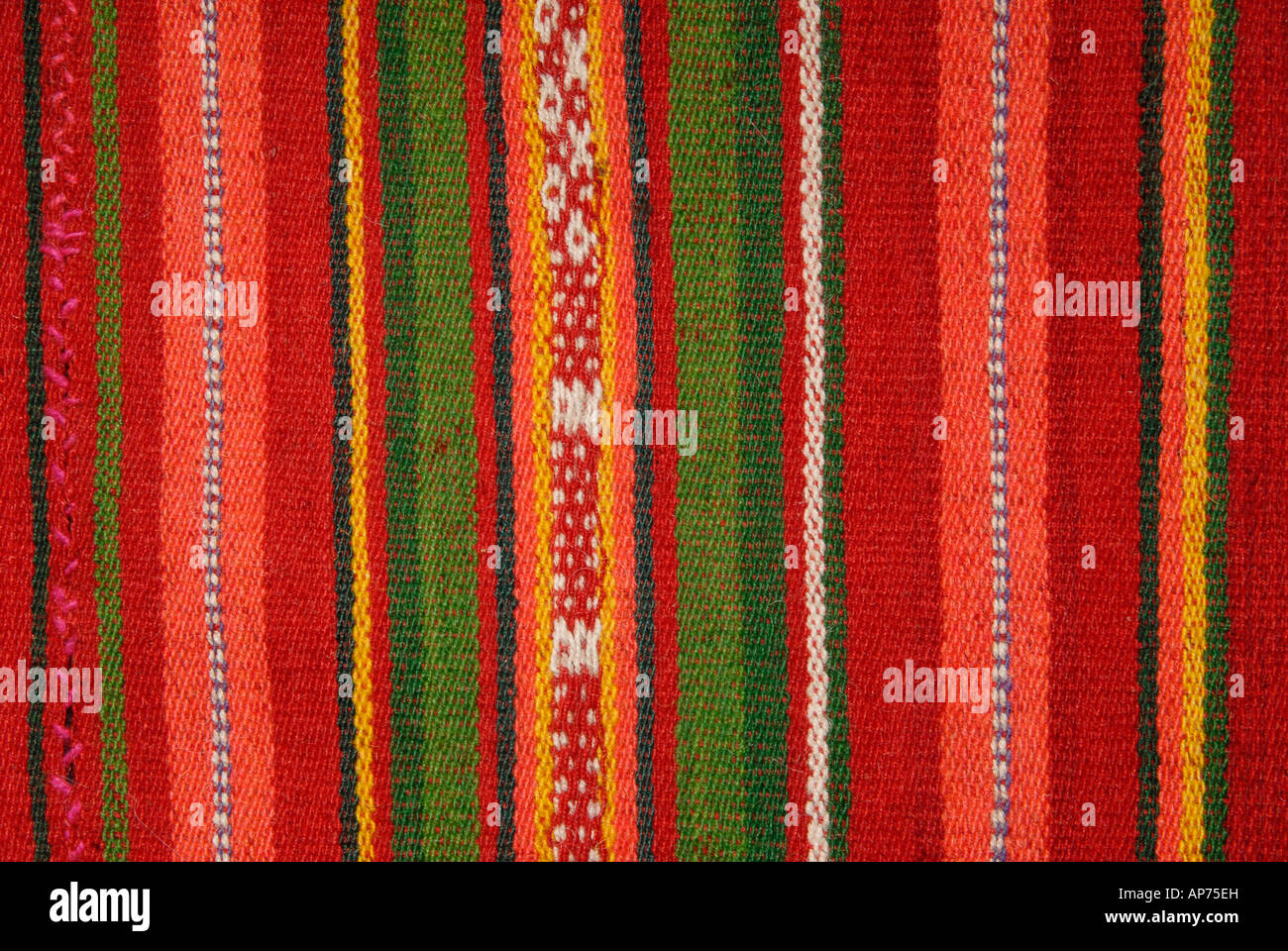 Detail of colourful warp striped Andean textile from Peru Stock Photo ...