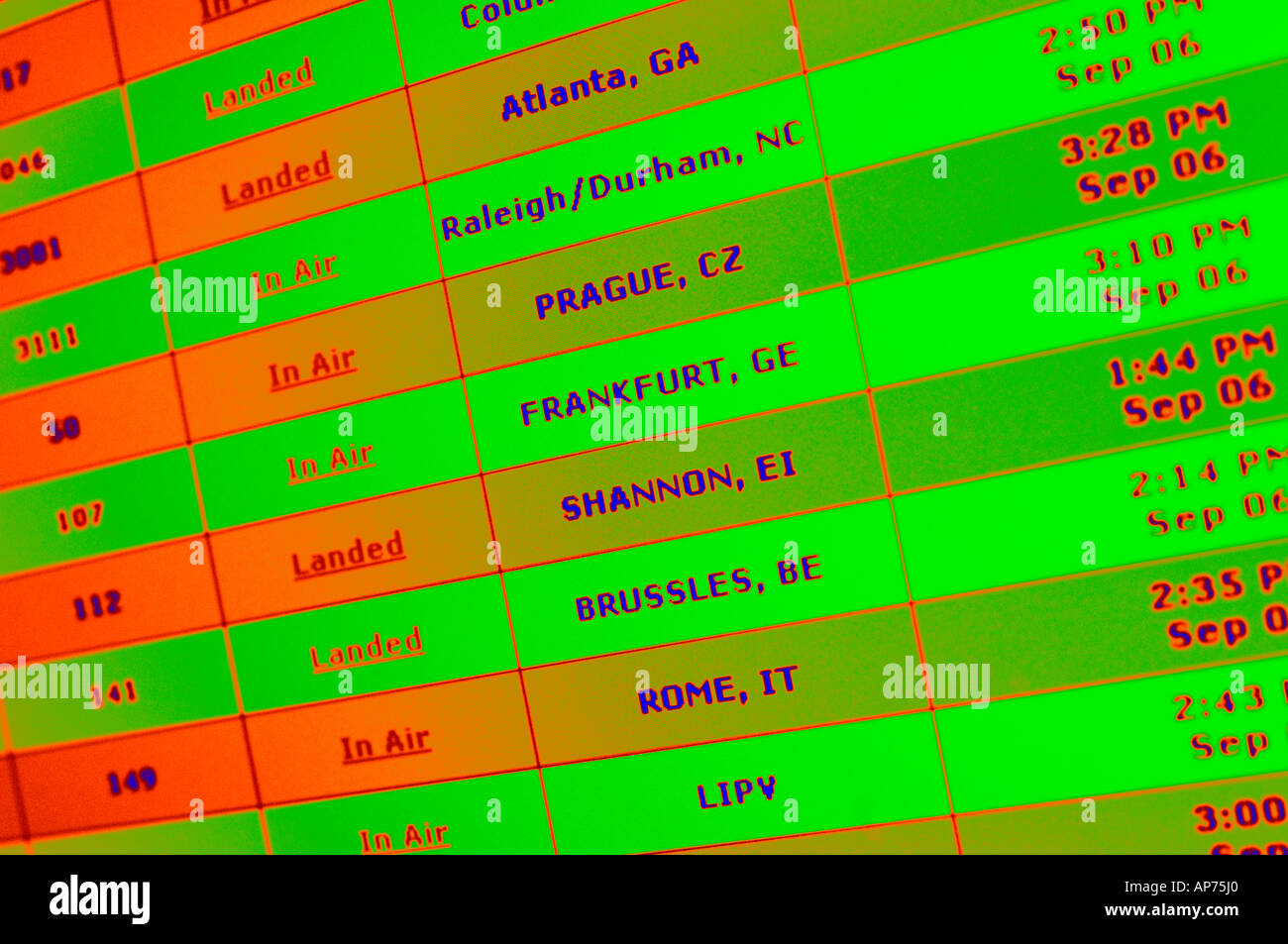 airport departure and arrival monitor screens Stock Photo - Alamy