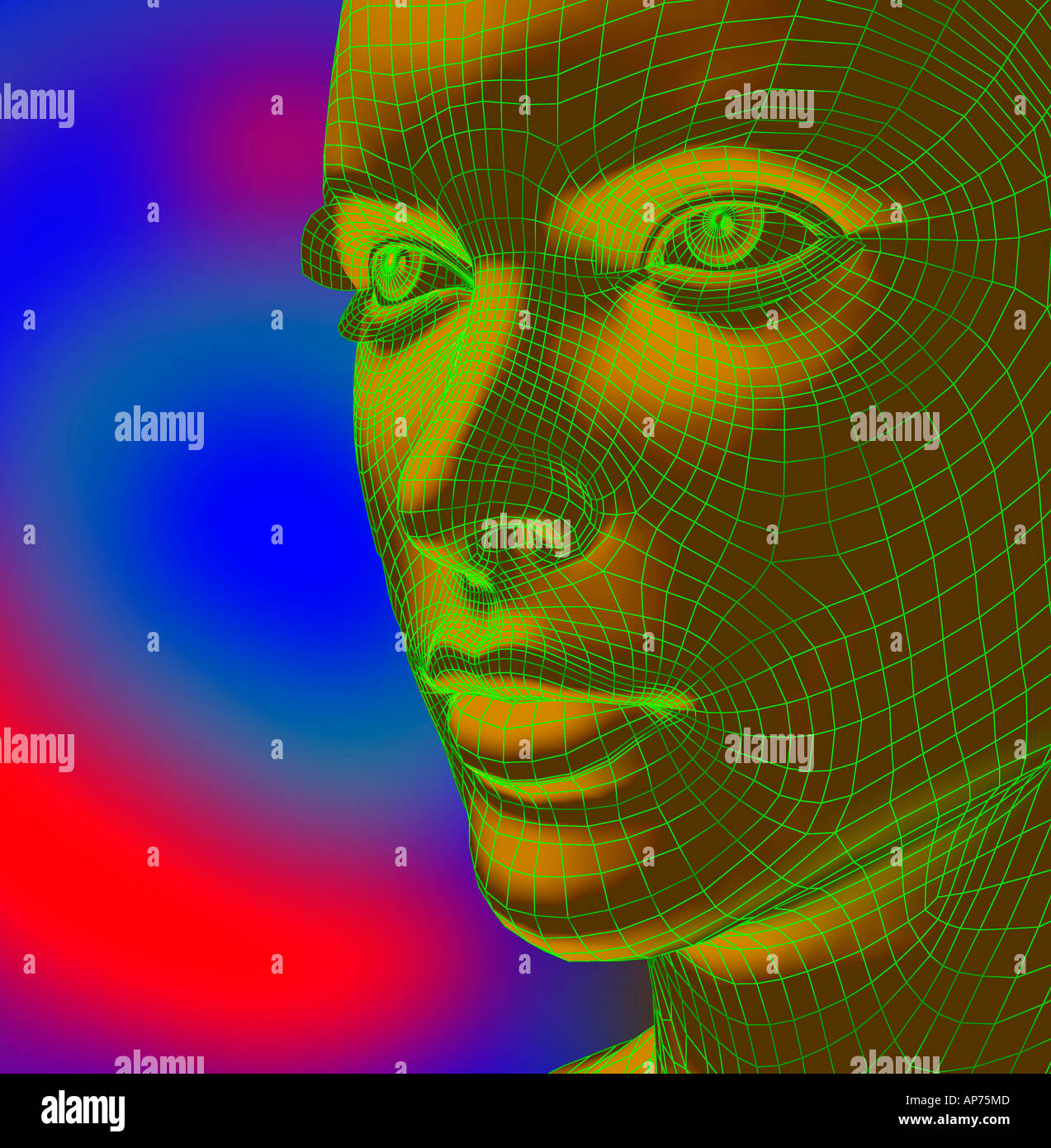 computer generated robot female head in 3D Stock Photo - Alamy