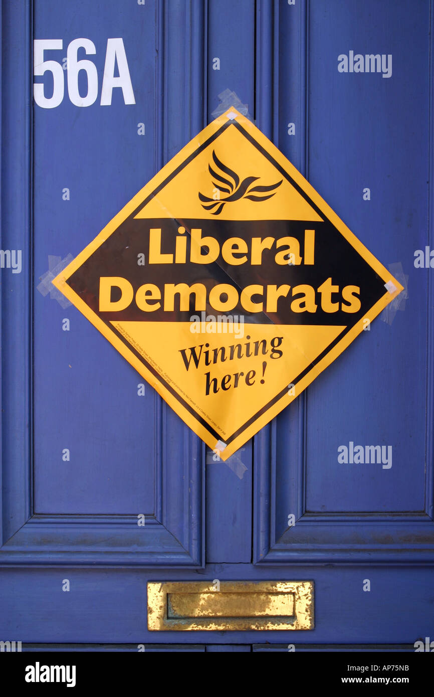 Poster campaign for Liberal Democrats on front door,SE London Stock ...