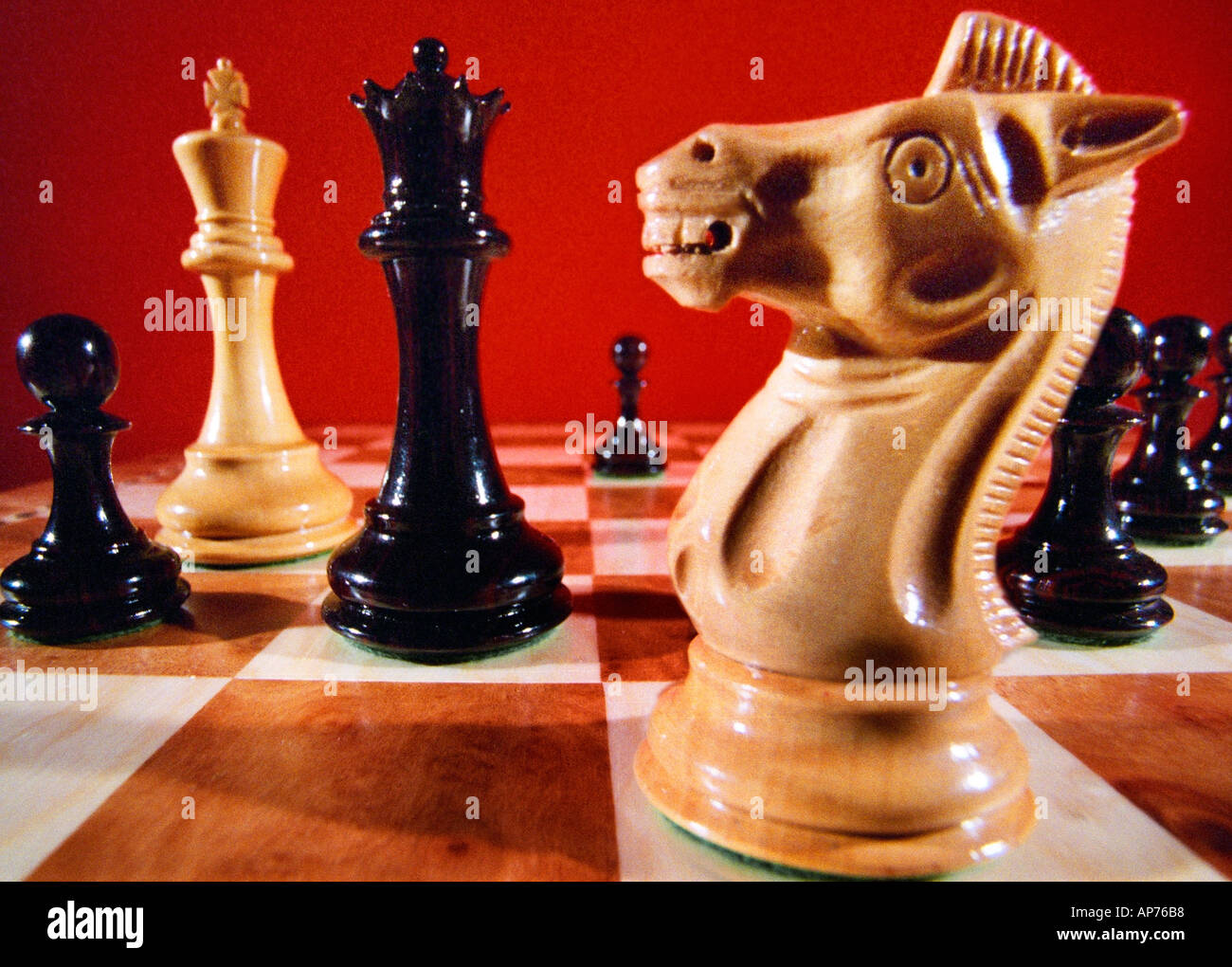 chess game photographed up close with an ultra wide angle lens Stock ...