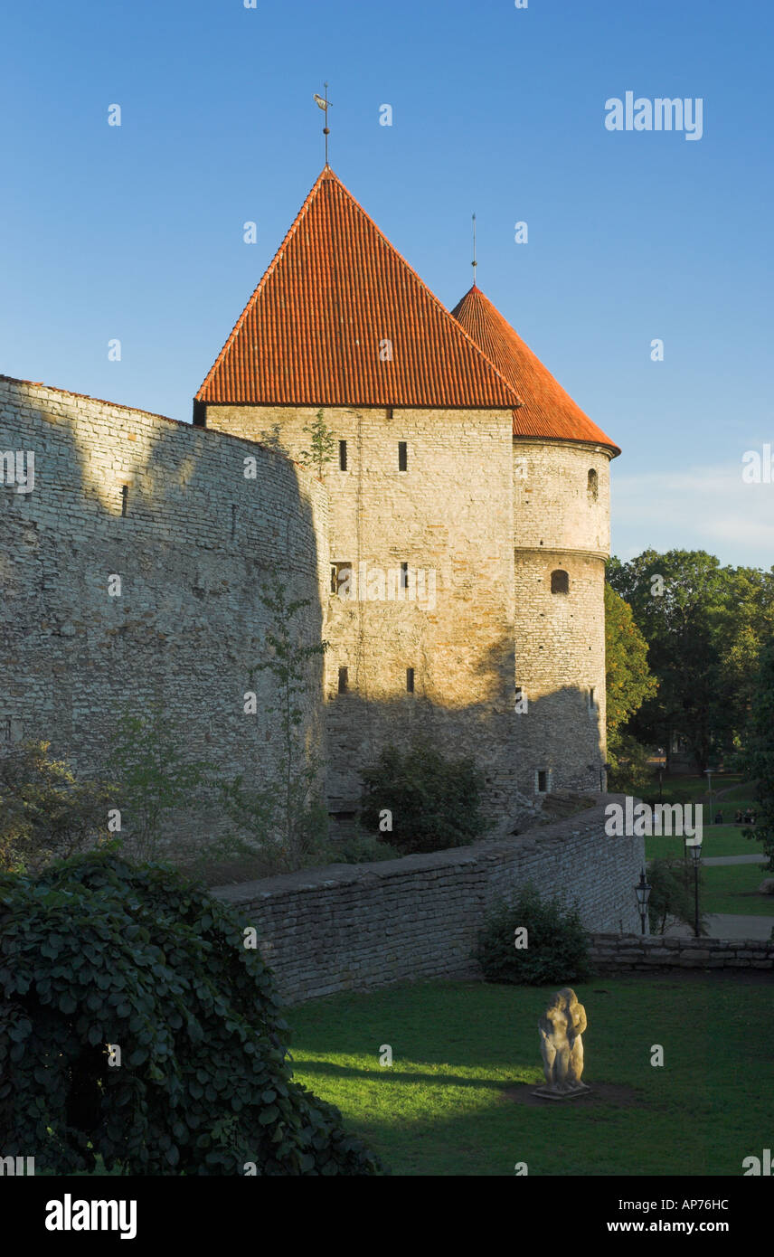 Tallinn old medieval town walls and defence towers estonia EU Europe ...