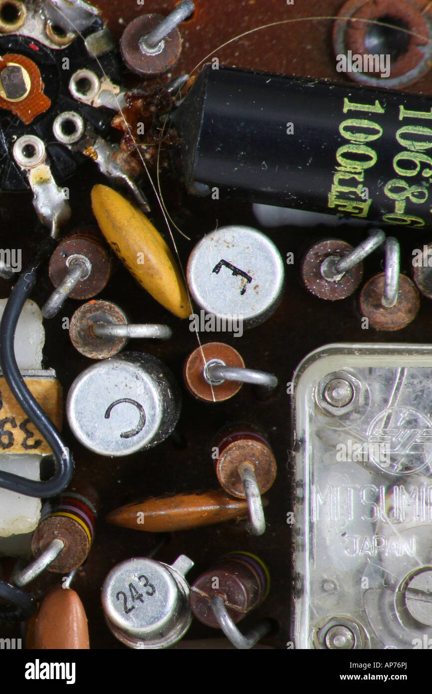 Close Up View of the Internal Workings of a Transistor Radio Stock ...