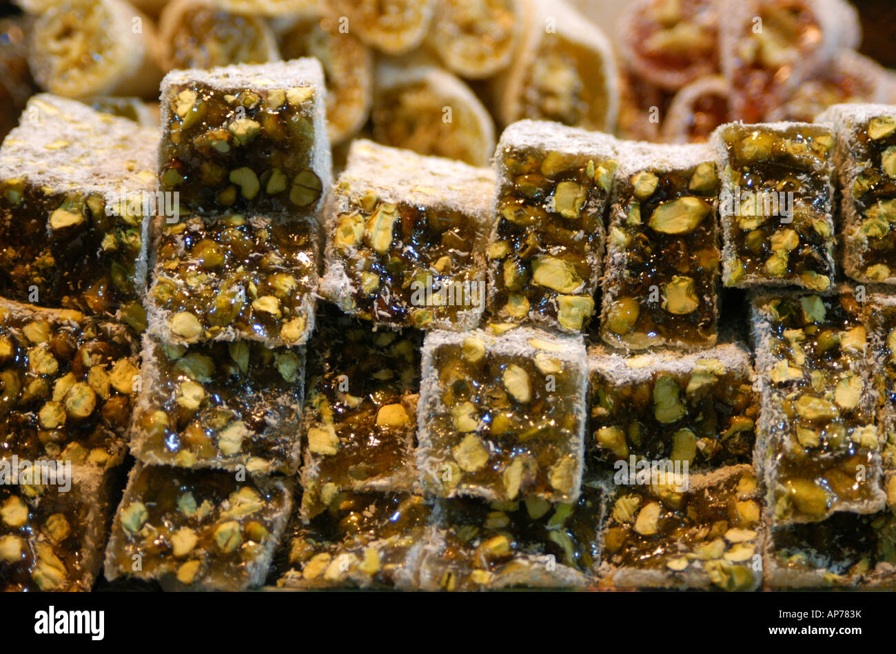 Turkish sweeties at the Egyptian Market in Istanbul, Turkey Stock Photo ...