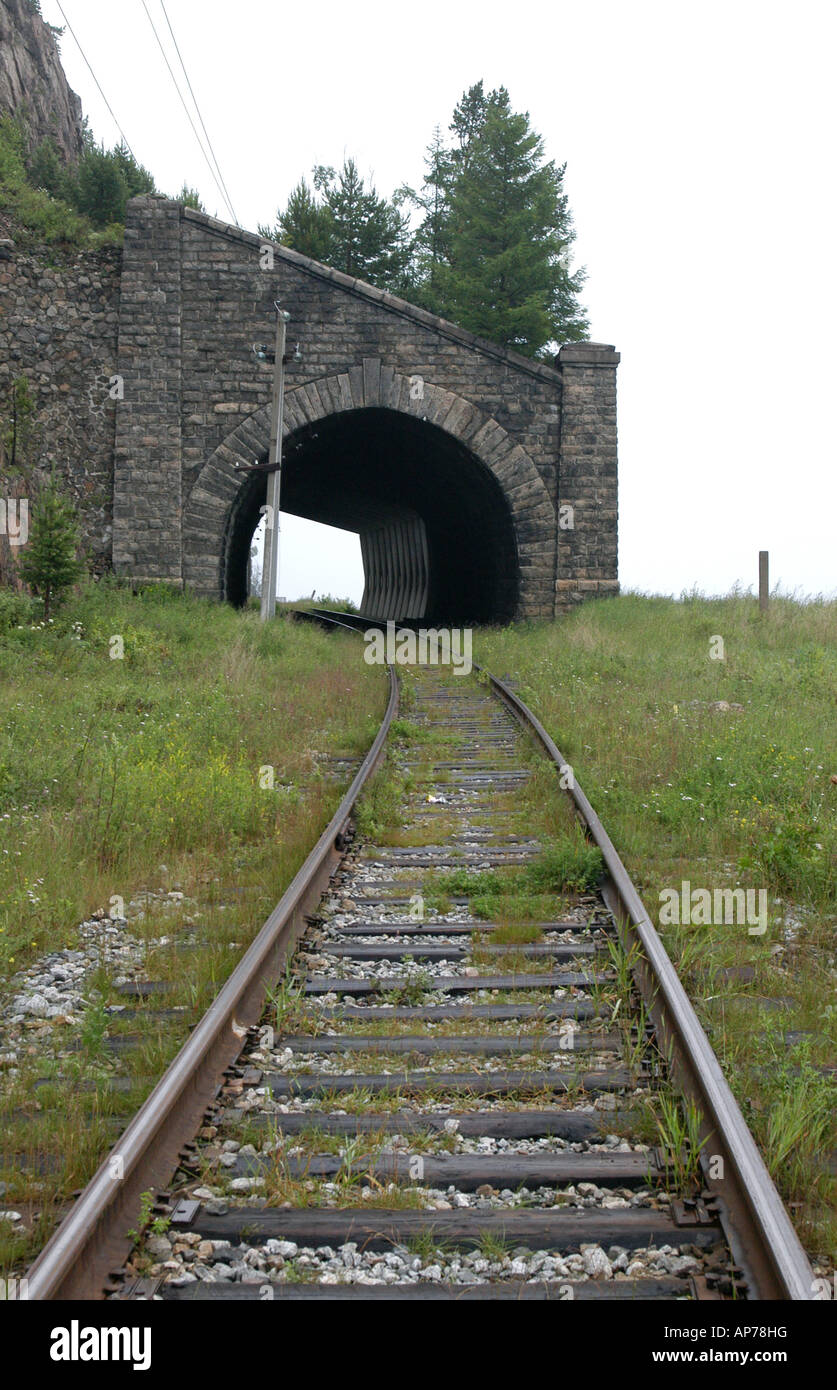 Old railroad tunnel of the Circum-Baikal Road, the historical part of ...