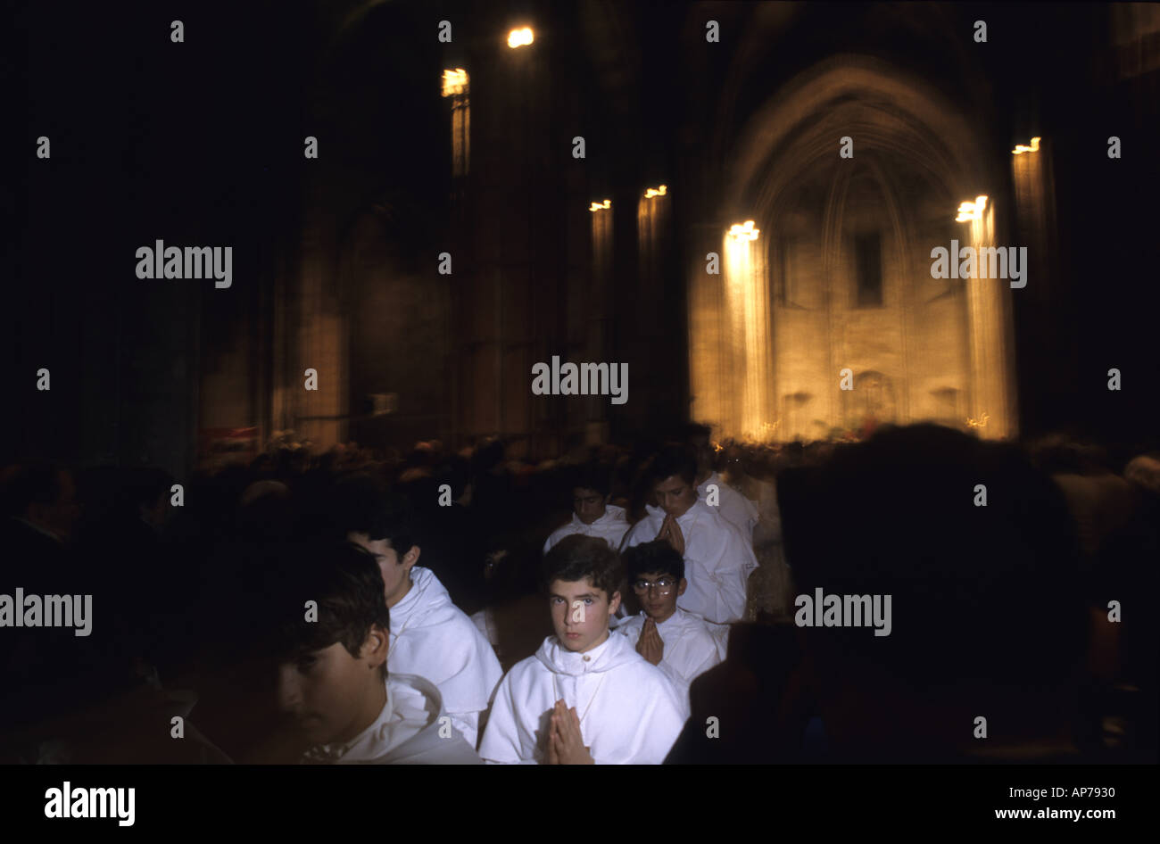 First communion inside Abbey of St. Victor during a Greek Catholic mass ...