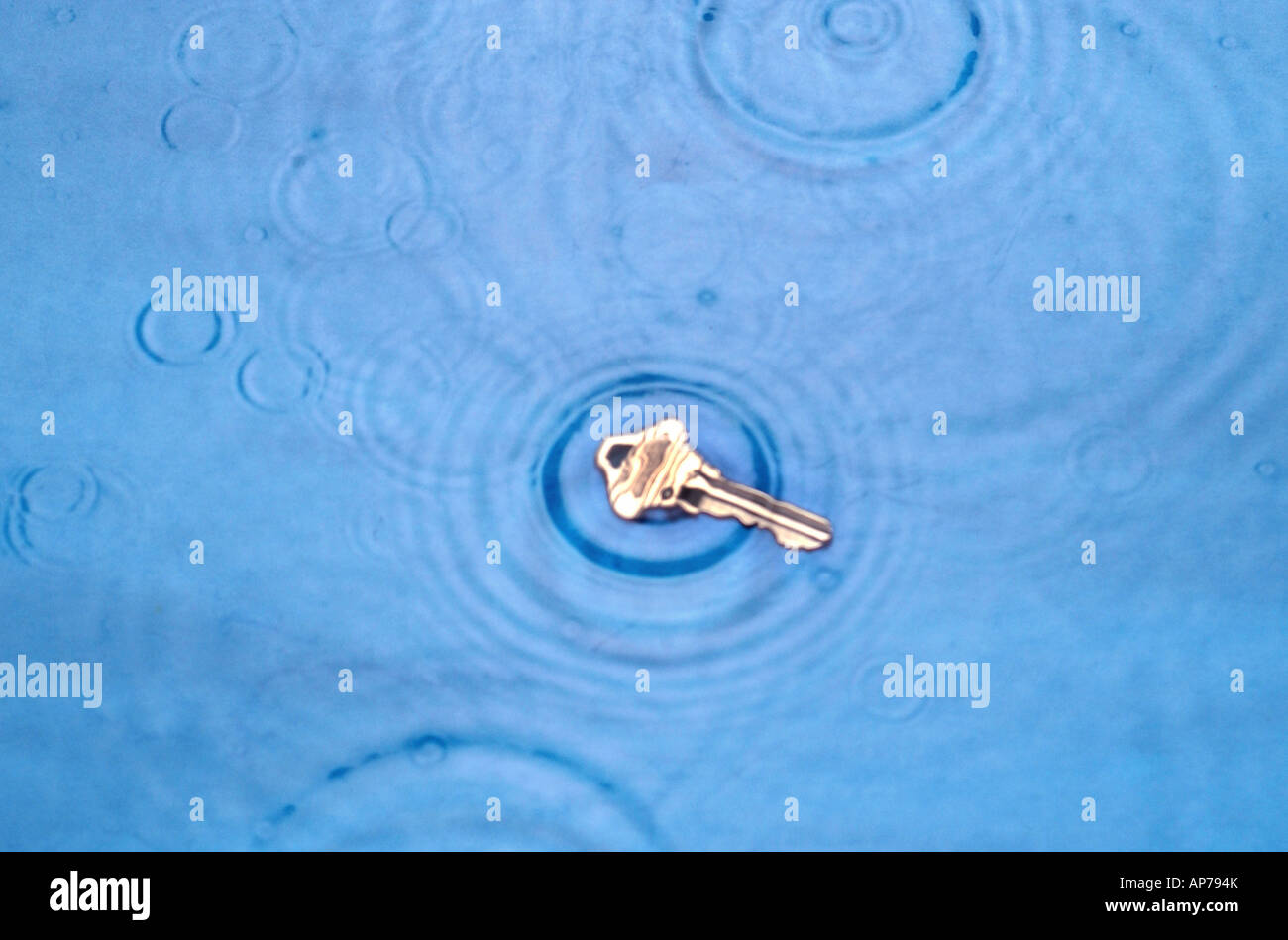 lost key in puddle in the rain drops wet Stock Photo - Alamy