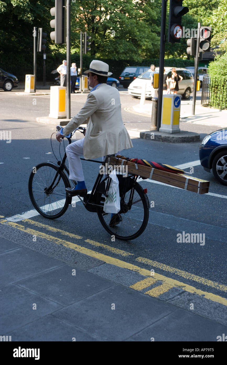Man on Cycle Chelsea London England Stock Photo - Alamy