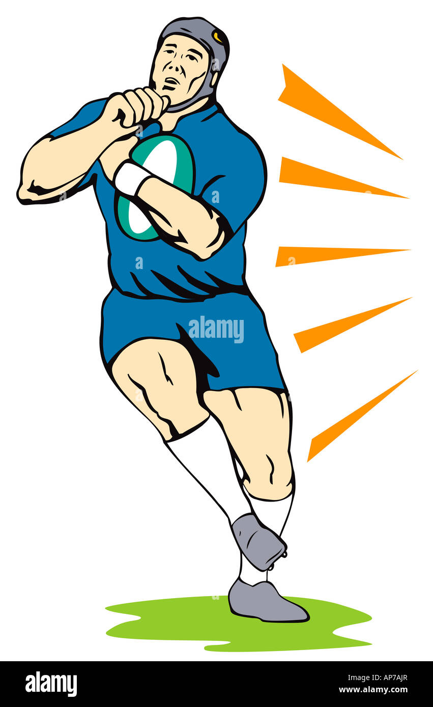 Rugby player charging with the ball Stock Photo - Alamy