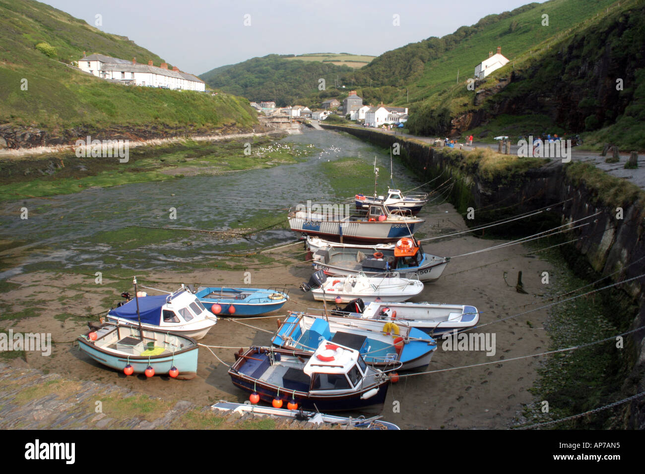 The River Valency flows into the harbour at Boscastle in North Cornwall ...