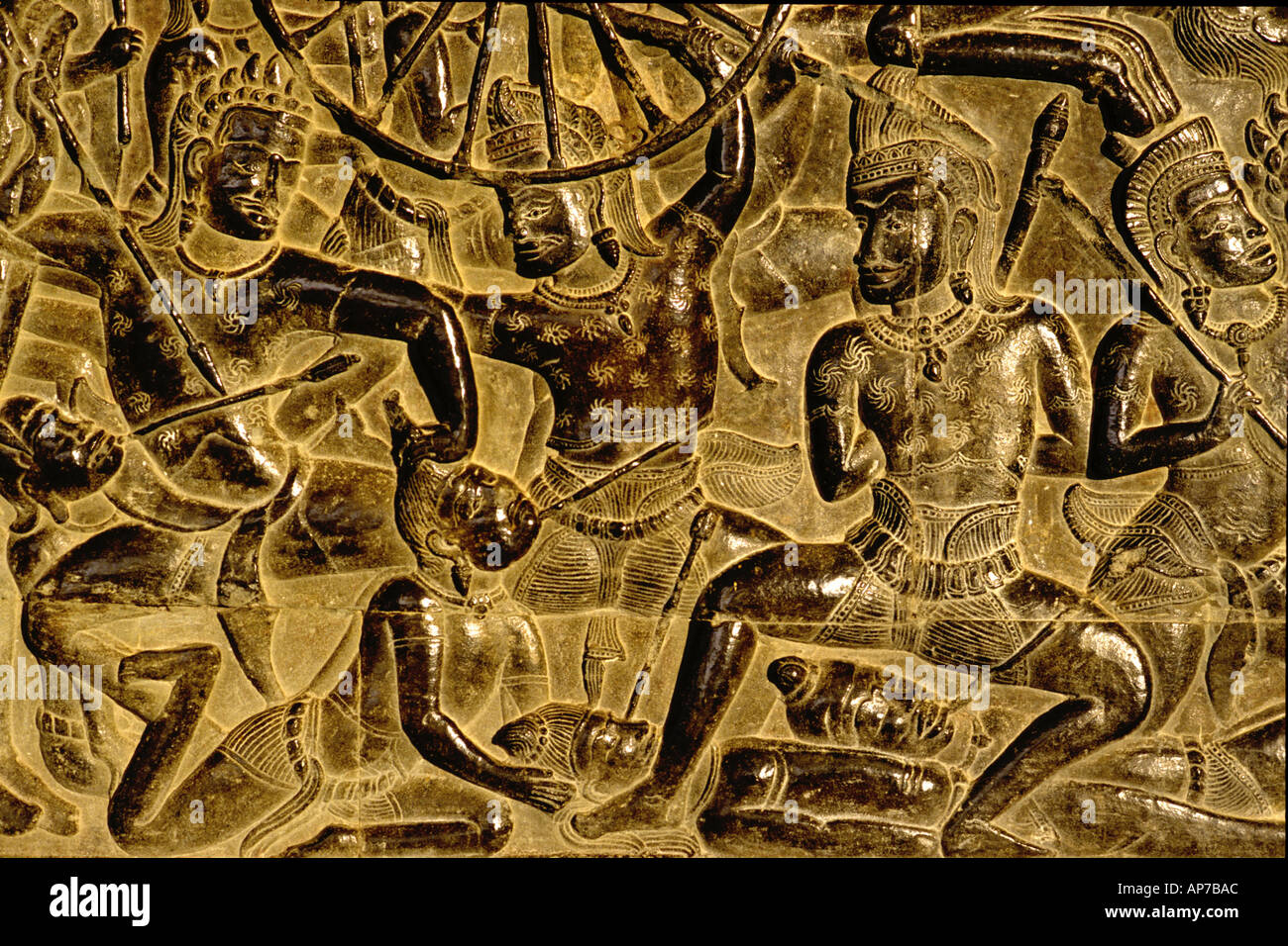 Cambodia Angkor Wat bas reliefs architectural details Stock Photo - Alamy