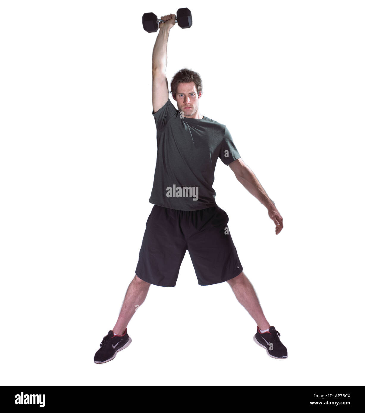 man doing dumbell exercise Stock Photo - Alamy