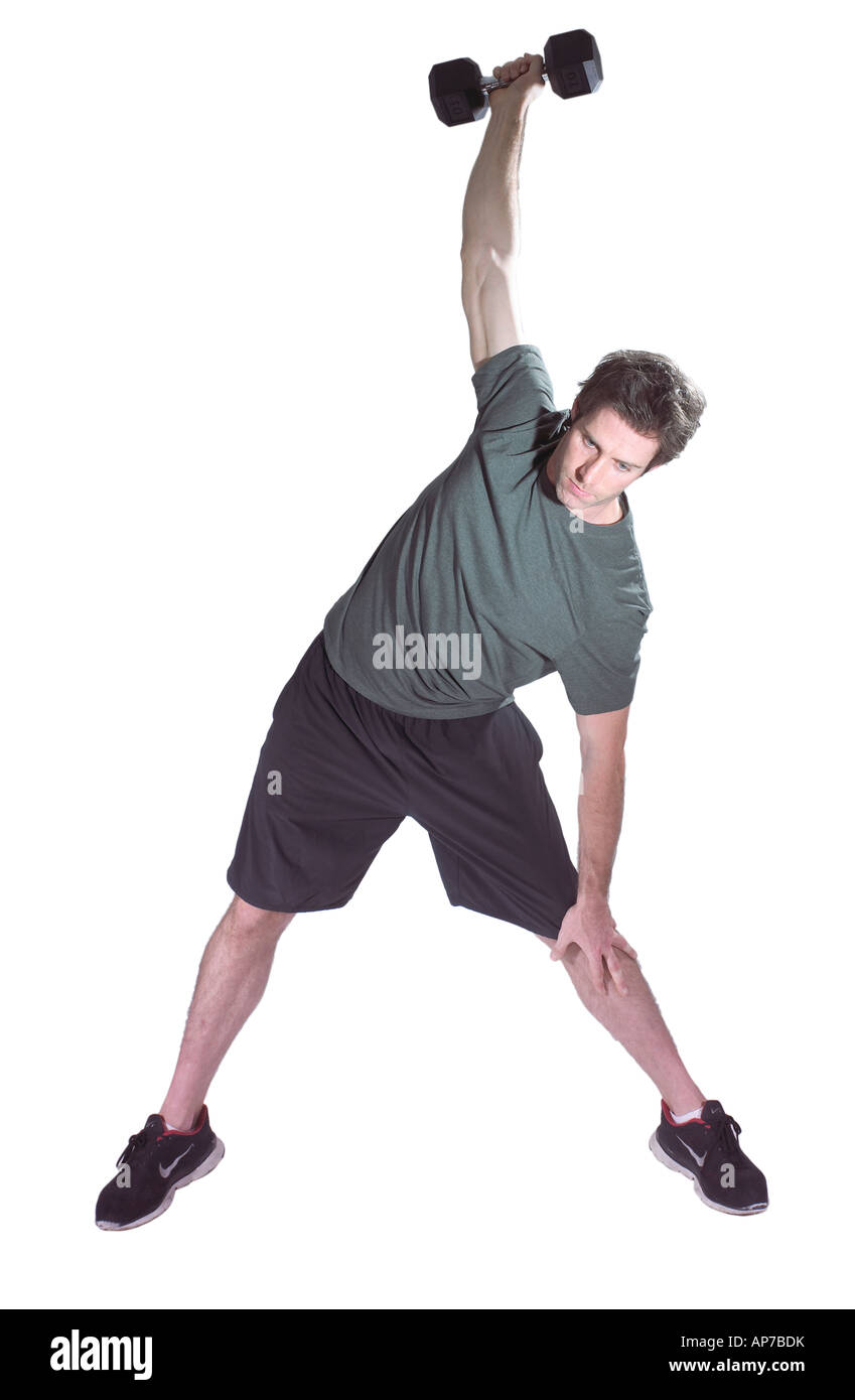 man doing dumbell exercise Stock Photo - Alamy