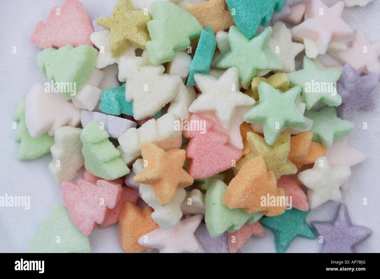 coloured sugar stars and Christmas trees Stock Photo - Alamy