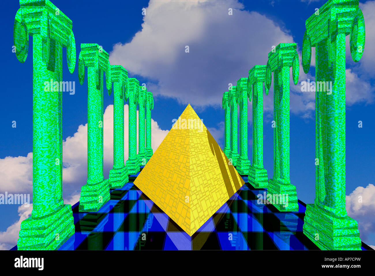 Pyramid 3D Columns, digital composite Stock Photo - Alamy