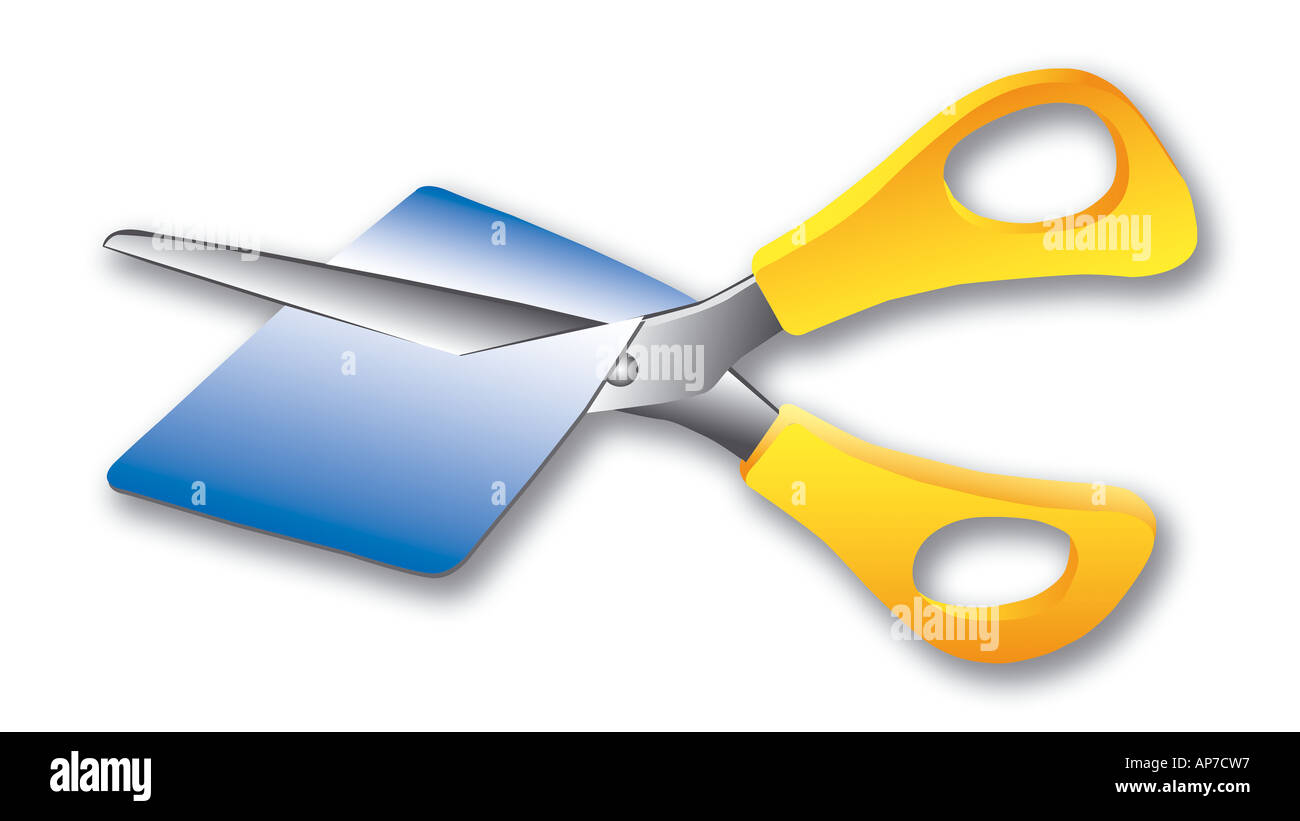 Cutting up a store card credit card or debit card Stock Photo - Alamy