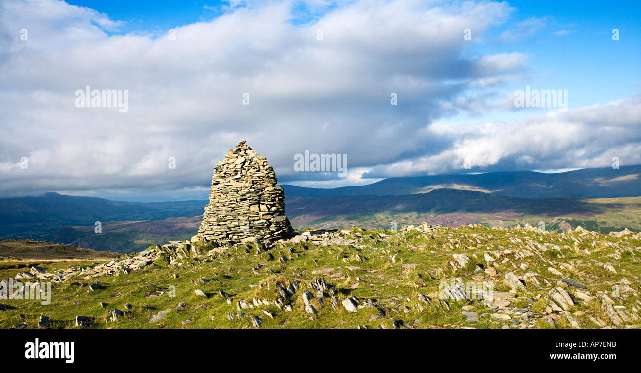 Stone Cairn, High Viewpoint Looking Over Maiden Moor Mountain Summit ...