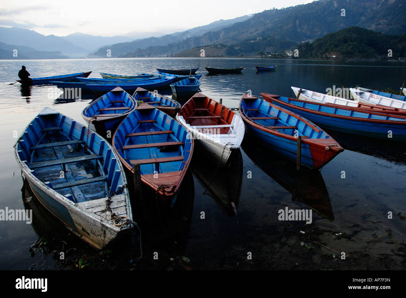 Boats at Phewa Lake Pokhara Nepal Stock Photo - Alamy