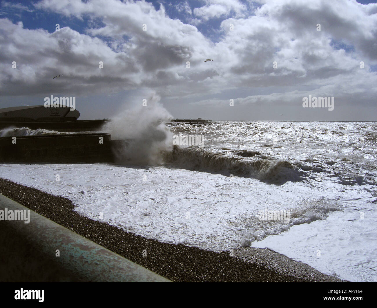 Brighton beach near the Marina on a blustery Spring Day UK Stock Photo ...