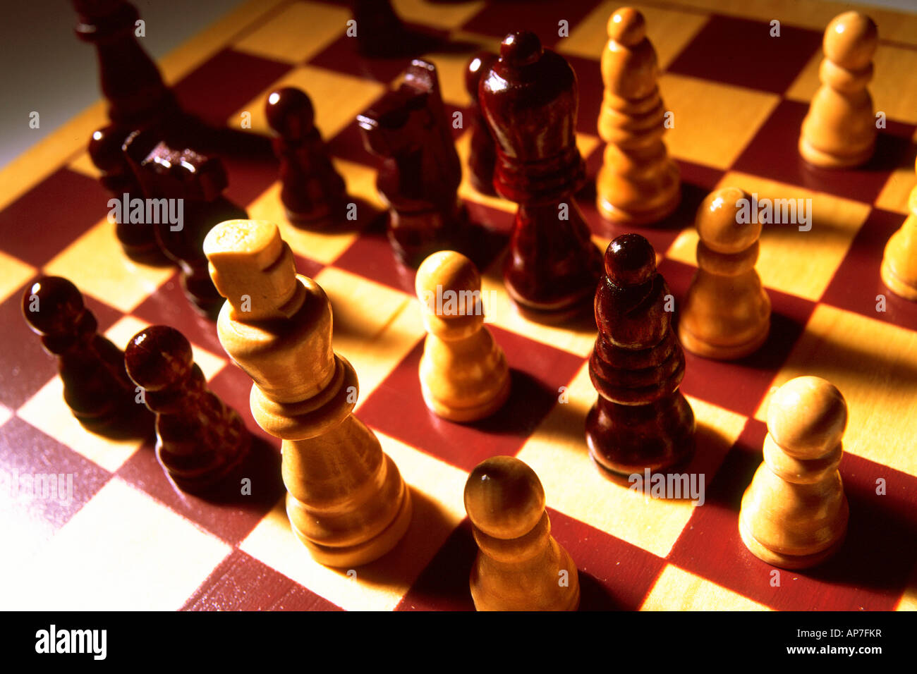 Chessboard with pieces, close-up Stock Photo - Alamy