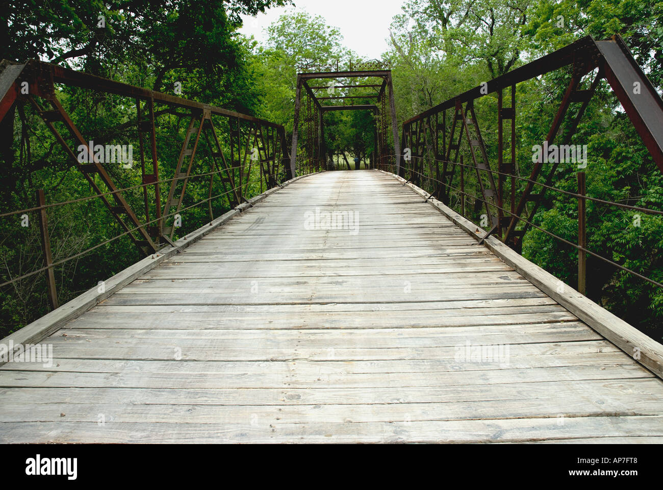 Old country bridge with wooden floor in central Texas. Very old bridge ...