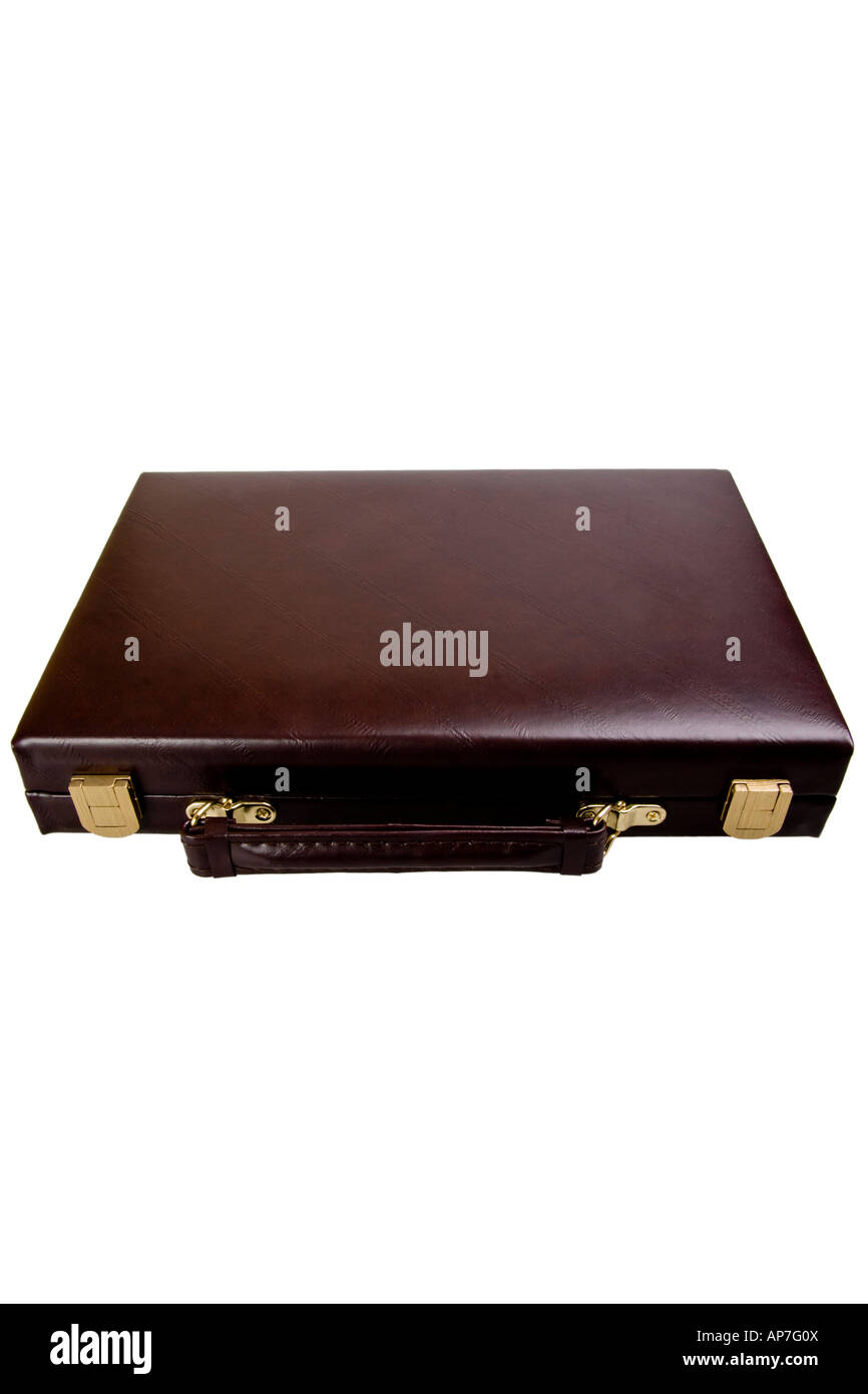 Leather brief case with brass fittings Stock Photo - Alamy