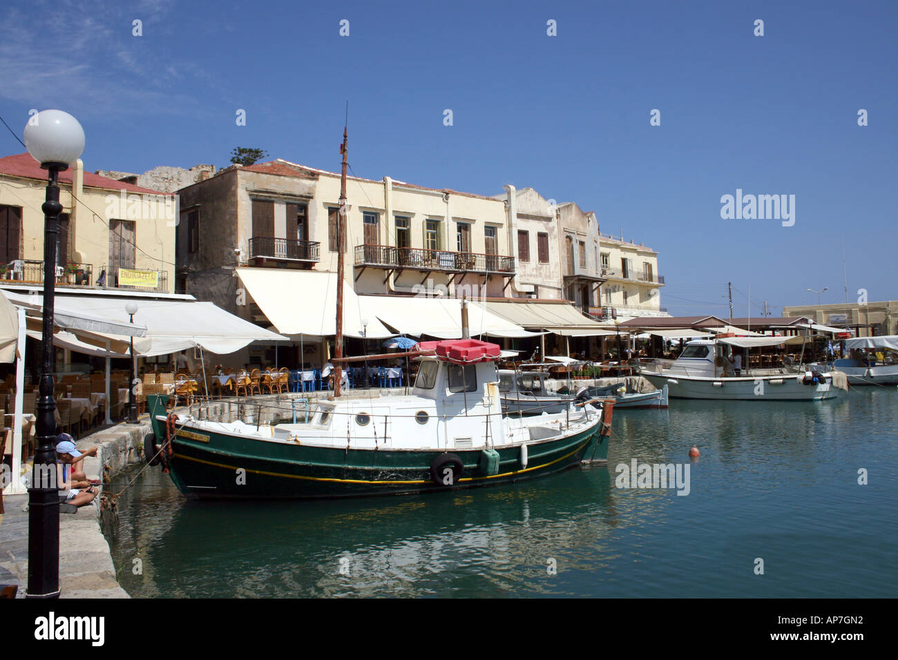 THE HARBOUR AREA IN THE OLD TOWN OF RETHYMNON. CRETE. GREEK ISLAND ...