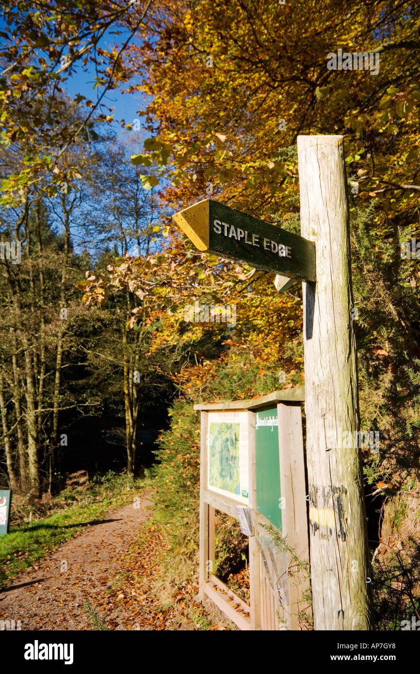 INFORMATION PANEL AND DIRECTION SIGN ON PATH AUTUMN SOUDLEY PONDS ROYAL ...