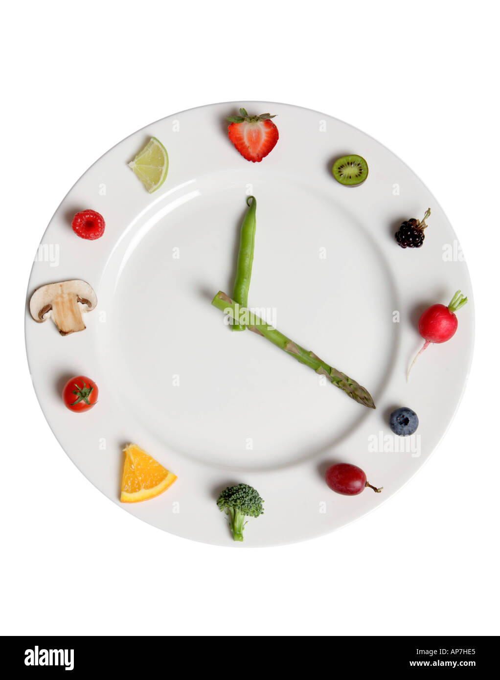 Food clock fruits vegetables hi-res stock photography and images - Alamy