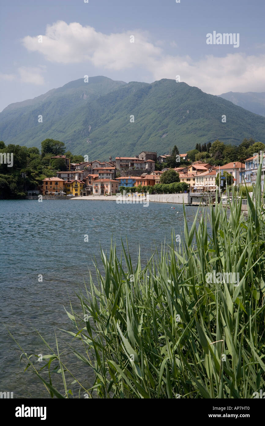 MERGOZZO VILLAGE AT THE HEAD OF LAKE MERGOZZO MONT MASSOPE IN ...