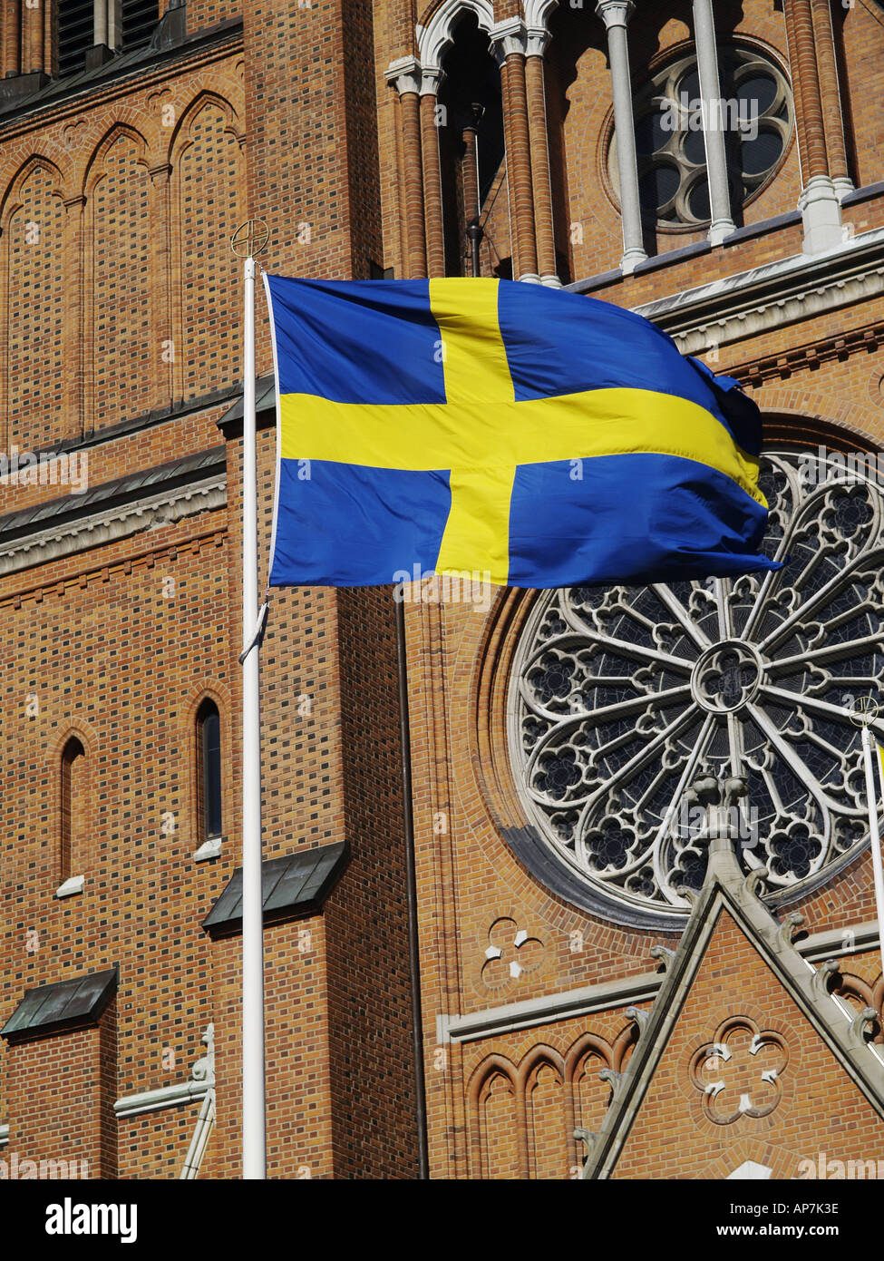 Uppsala, Domkyrkan, Cathedral, swedish flagg Stock Photo - Alamy