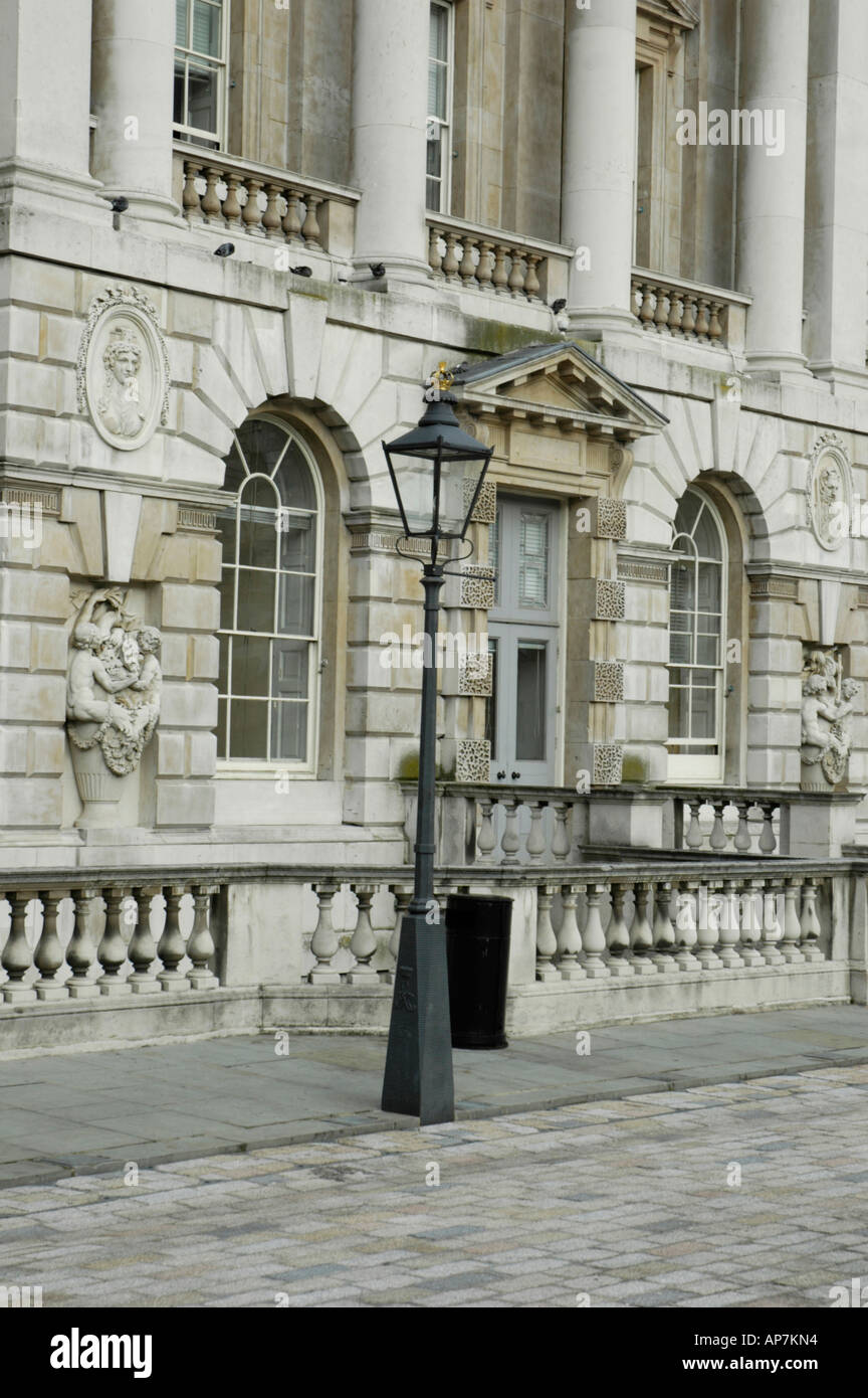 Somerset House historic buildings and old lamppost London England Stock ...
