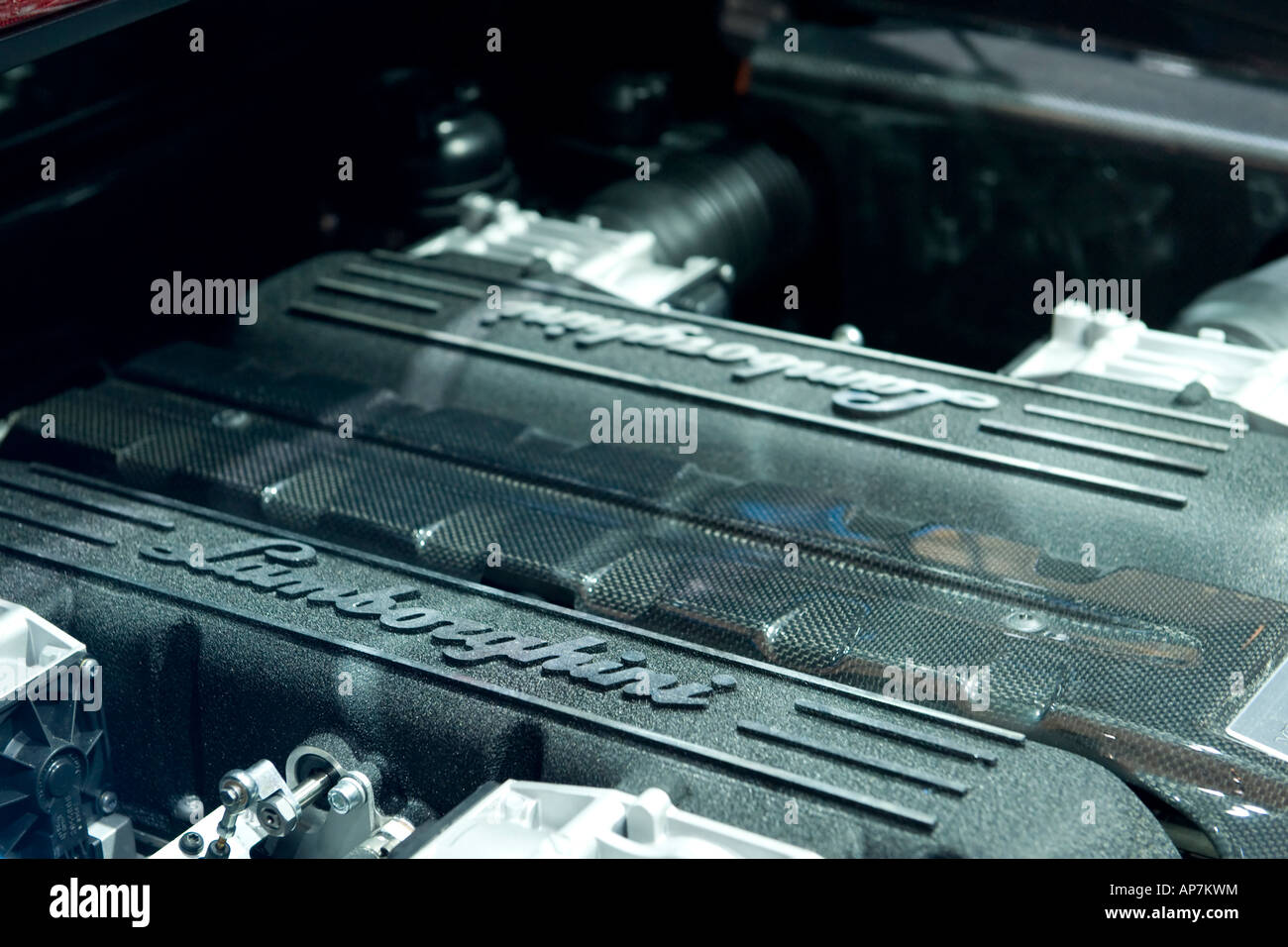 Lamborghini Murcielago 12 cylinder engine detail at the 2008 North ...